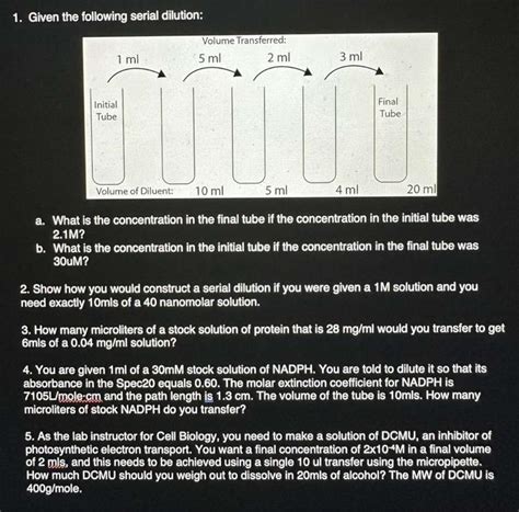 Solved 1 Given The Following Serial Dilution A What Is