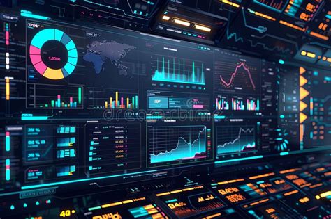 A Computer Screen Displaying A Futuristic Dashboard Filled With Real Time Data And Analytics