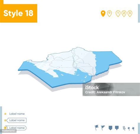 람풍 인도네시아 물과 도로가있는 흰색 배경에 3d지도 그림자가 있는 벡터 맵입니다 0명에 대한 스톡 벡터 아트 및 기타 이미지