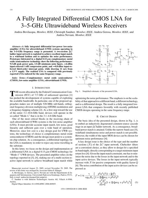 pdf a fully integrated differential cmos lna for 3 5 ghz