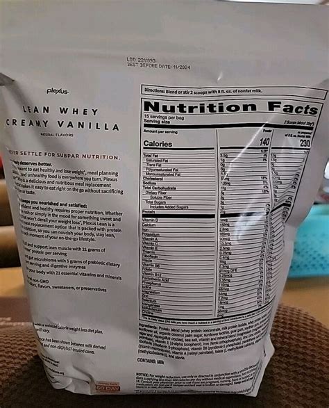Plexus Lean Whey Creamy Vanilla Weight Management Shake Mix 15 Meals
