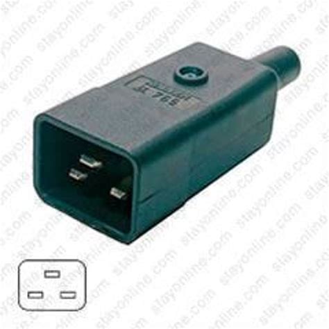 Ac Plug Iec 60320 C20 16 Amp Male Straight Entry Vde