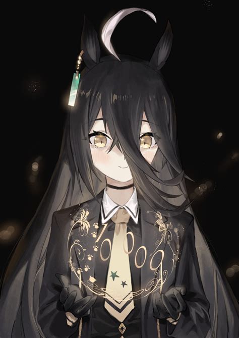 Safebooru 1girl Ahoge Amano Kokoko Animal Ears Bangs Black Background