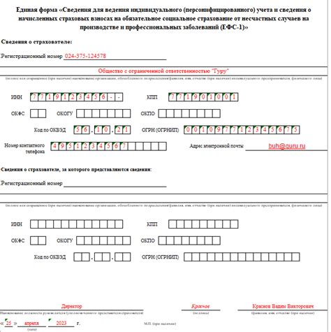 Образец заполнения ефс 1 в 2024 году