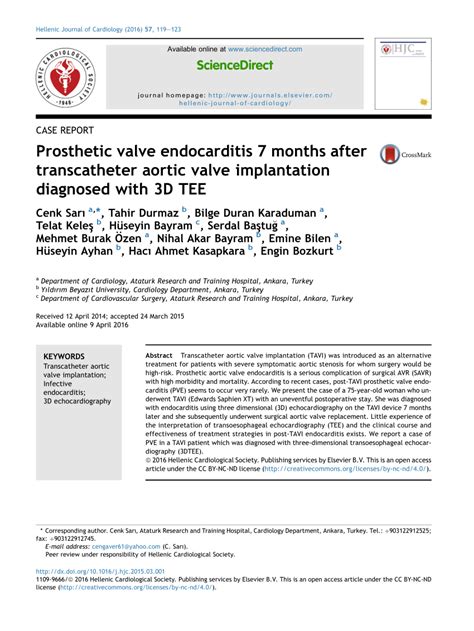 Pdf Prosthetic Valve Endocarditis 7 Months After Transcatheter Aortic