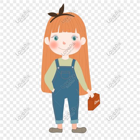 학교에 가방을 선도하는 어린 소녀 일러스트 레이터 Png Png 일러스트 무료 다운로드 Lovepik