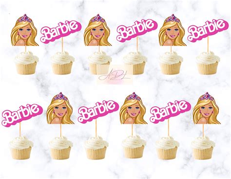 Barbie Cupcake Toppers Barbie Party Decoration Etsy