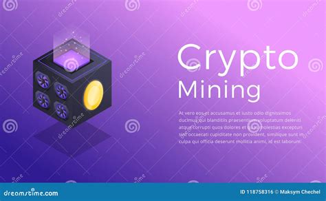 Crypto Mining Isometric Illustration Of Cryptocurrency Miner Stock