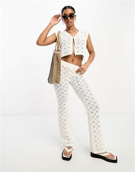Asos Design Pantaloni A Fondo Ampio In Maglia Alluncinetto Color