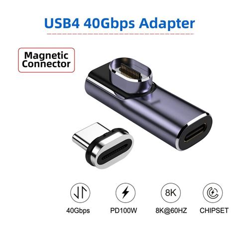 Chenyang Cy Usb C Magnetic Connector Adapter Usb4 Type C Male To Female