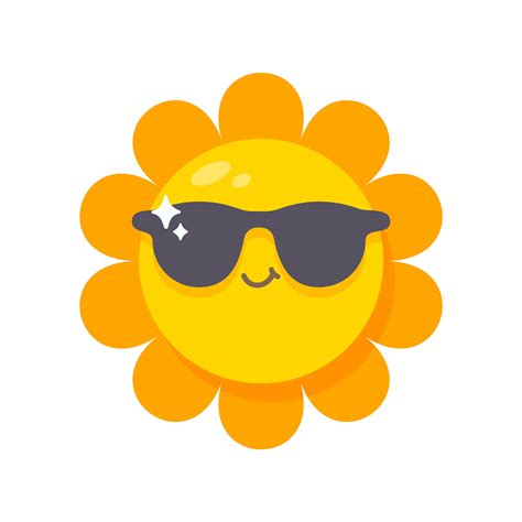 Smiling Sun Cartoon Wearing Sunglasses Summer Travel Concept Protection