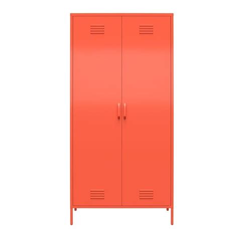 Armoire De Rangement 2 Portes Style Casier De Novogratz 35 4 L X 72 8 Po H En Métal Orange
