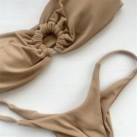 Tan Strapless Bikini Bikini Resortwear Swim Depop