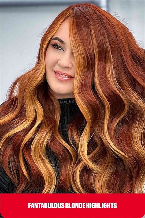 Spiced Up Red And Blonde Highlights Blonde Streaks Blonde Highlights