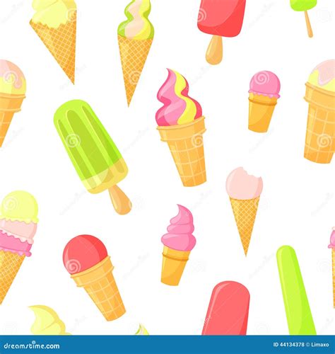 Gelado Colorido Do Waffle Dos Desenhos Animados Do Vetor Sem Emenda