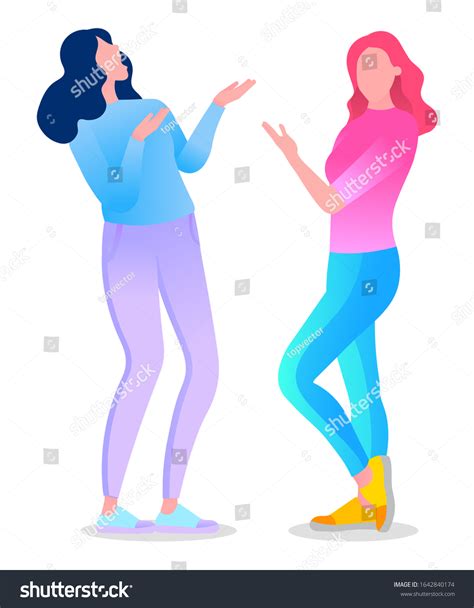Two Women Communicating Each Other Isolated Stock Vector Royalty Free