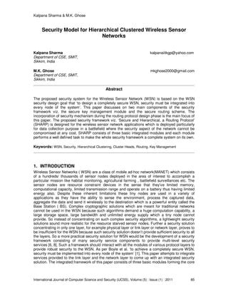 Security Model For Hierarchical Clustered Wireless Sensor Networks PDF