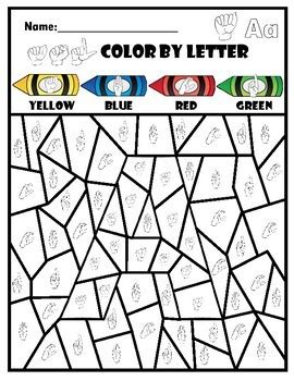 ASL Color By Letter A Thru Z By Handy Teaching Tools TPT