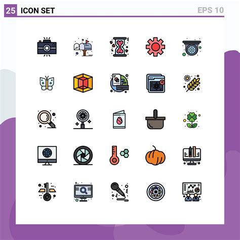 Filled Line Flat Color Pack Of 25 Universal Symbols Of Cam Logistic Post Gear Hourglass Editable