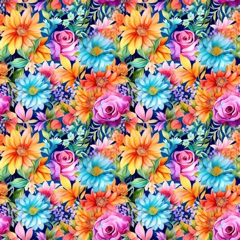 Premium Photo Watercolor Illustration Of A Flora Pattern Seamless Repeating Flower Pattern