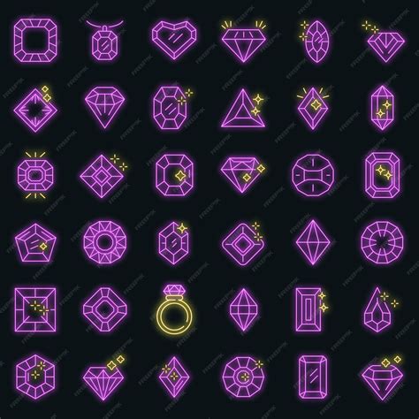 Premium Vector Jewel Icons Set Outline Set Of Jewel Vector Icons Neoncolor On Black
