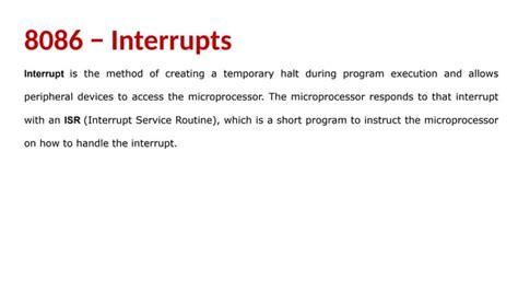 8086 Microprocessor Interrupts Ug Final Sempptx