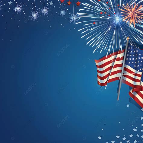 青い背景に花火とアメリカの国旗を持つ7月4日の幸せな独立記念日 記念日 米国旗 青い背景背景壁紙画像素材無料ダウンロード Pngtree