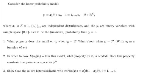 Solved Consider The Linear Probability Model