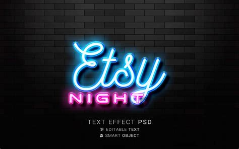 Photoshop Templates 10 NEON Text Styles Easy Effects Etsy UK