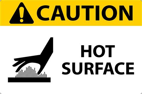 Caution Hot Surface Label Sign On White Background 13832663 Vector Art