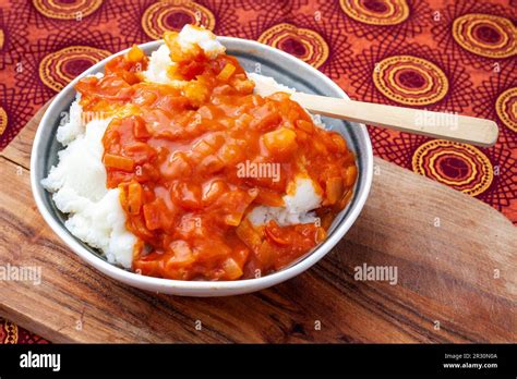 Traditional South African Pap Or Maize Meal With Traditional Sauce Of