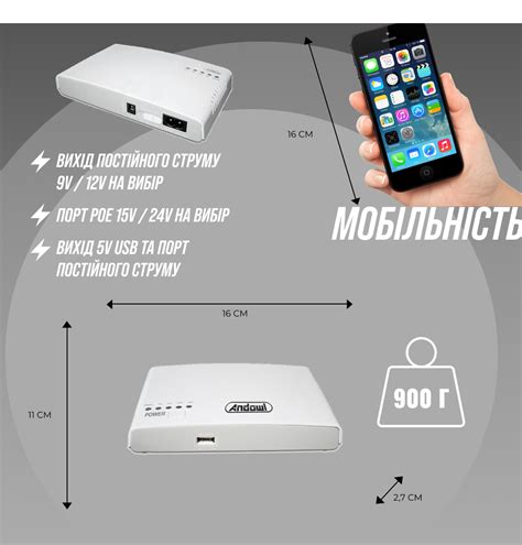 ᐉ Портативний UPS для роутера ДБЖ Andowl Q-A212 MINI DC UPS 12000 mAh ...