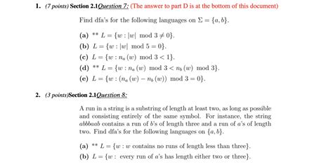Solved Points Section Question The Answer To Part D Chegg Com