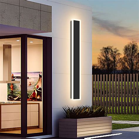 Xbuyee 48in Modern Outdoor Led Long Wall Light Fixture Exterior Wall