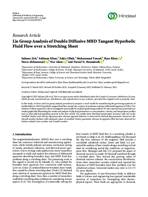 Pdf Lie Group Analysis Of Double Diffusive Mhd Tangent Hyperbolic