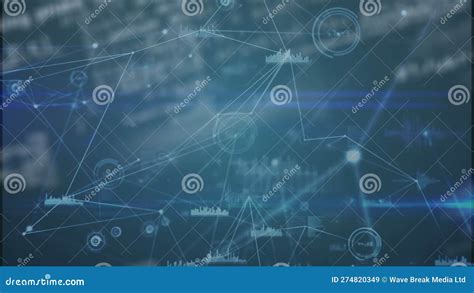 Animation Of Network Of Connections And Data Processing Spinning