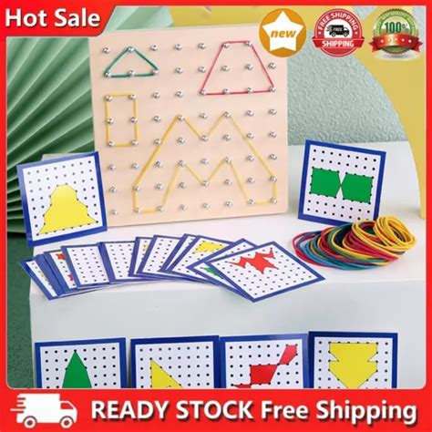 FIGURES AND SHAPES Learning Toy Wooden Geoboard Montessori Toy Matrix