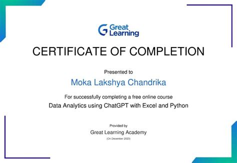 Completed Data Analytics Course By Great Learning Lakshya Moka Posted