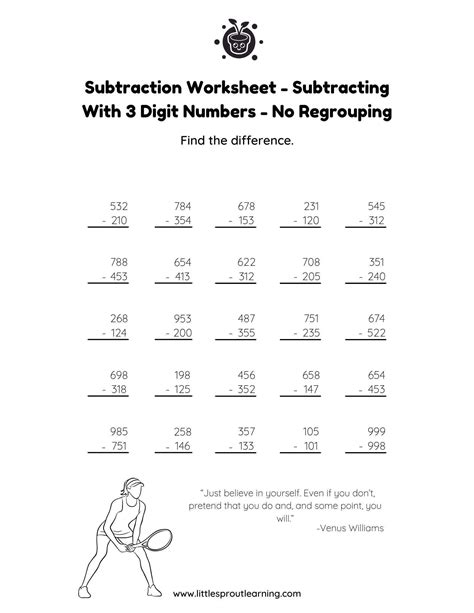 Columns Subtracting 3 Digit Numbers Little Sprout Art