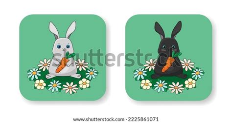 Set Illustrations Easter Bunny Carrot Field Stock Vector Royalty Free Shutterstock