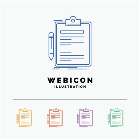 Contract Check Business Done Clip Board 5 Color Line Web Icon