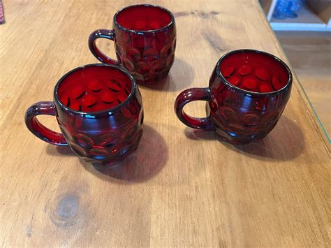 Ruby Red New Martinsville Mugs Etsy