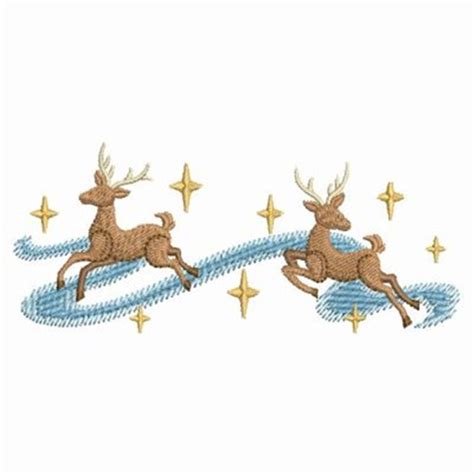 Leaping Reindeer Stars Machine Embroidery Design Embroidery Library