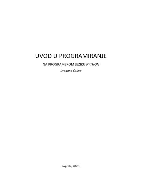 Uvod U Programiranje Na Programskom Jeziku Python Pdf