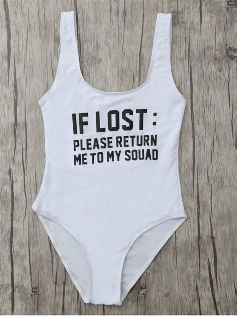 Ad If Lost Letter Swimwear White M Swimwear Type One Piece Gender