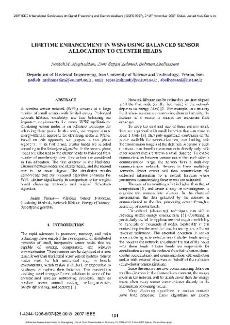 Pdf Lifetime Enhancement In Wsns Using Balanced Sensor Allocation To Cluster Heads