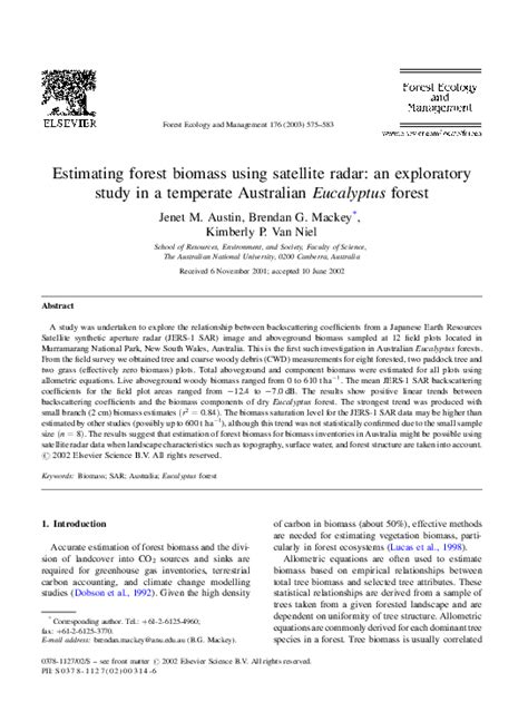 pdf estimating forest biomass using satellite radar an exploratory