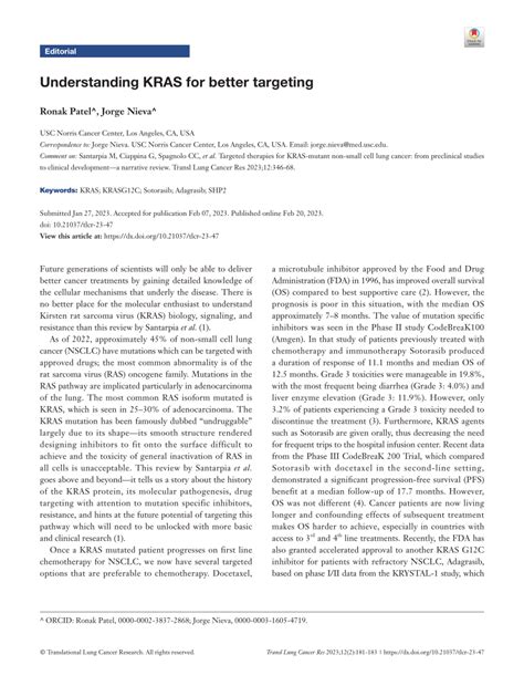 Pdf Understanding Kras For Better Targeting