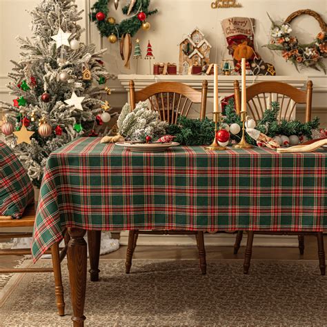 Softalker Christmas Tablecloth 54x80 Inch Red Green Checkered Buffalo