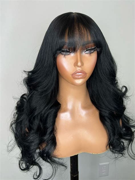 Human Hair Wigs With Bangs Body Wave Wig With Bangs Fringe Wigs Full